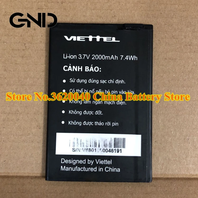 GND 3.7V 2000mAh 7.4Wh V8801 Replacement Battery For VIETTEL V8801 ...