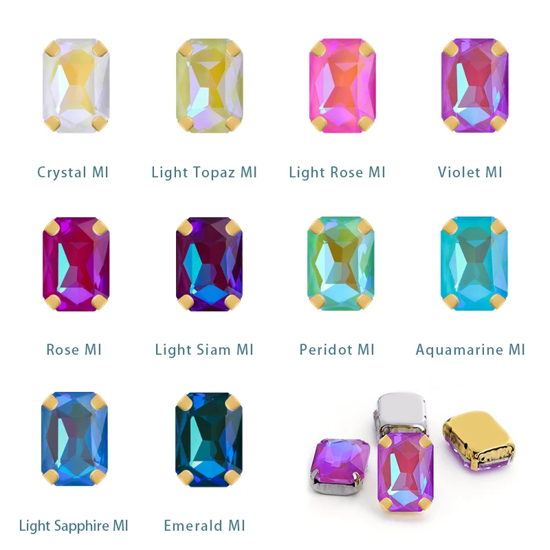 Multi Color Rectangle Sew On Rhinestone Flatback Garment Decoration ...