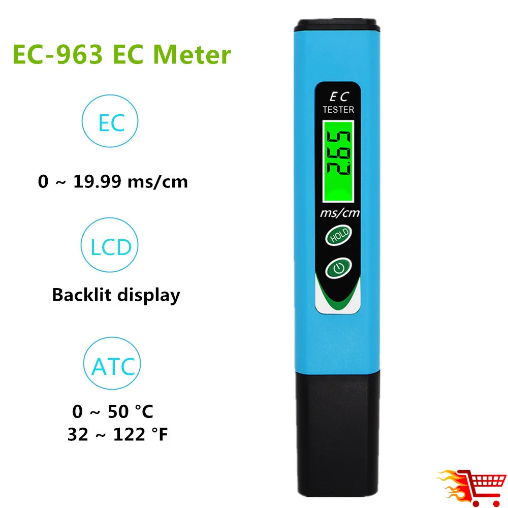 Digital Hydroponics Ec Meter Tester 19.99 Ms/cm Water Quality ...