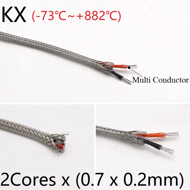 KX Type 2Core x 0.2mm Thermocouple Wire Stainless Steel Shield Fiber ...