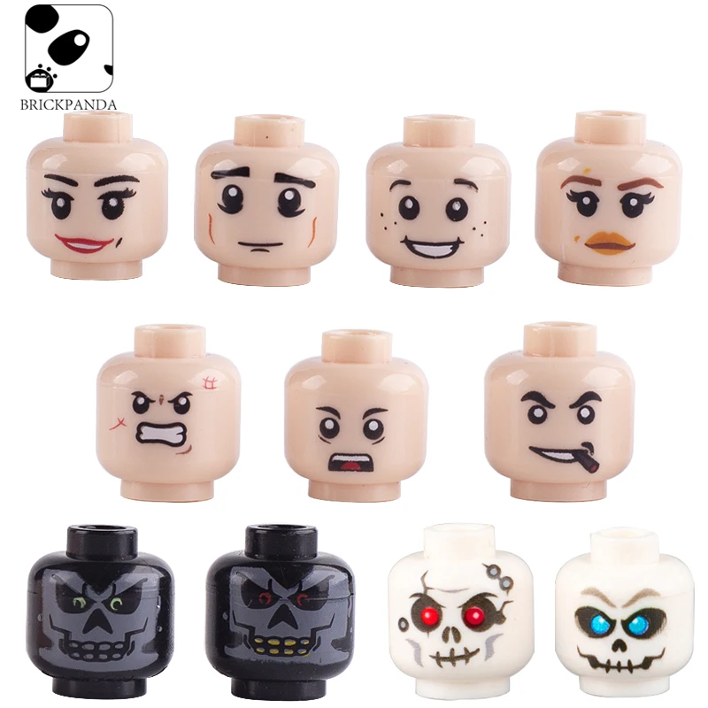 MOC City Building Blocks Minifigs Head Facial Expression Parts ...