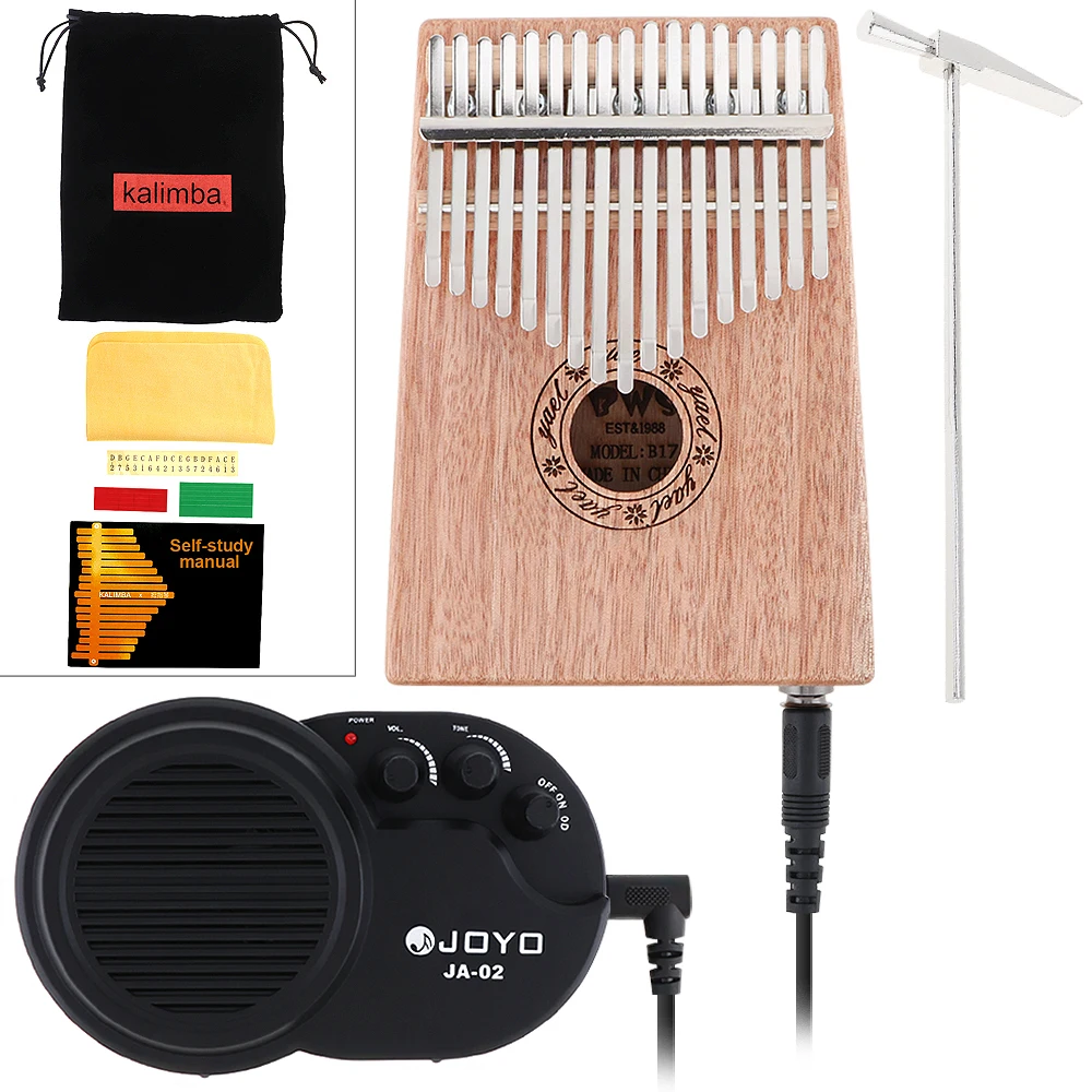17-Key-Electroacoustic-Kalimba-Solid-Mahogany-Thumb-Piano-with ...