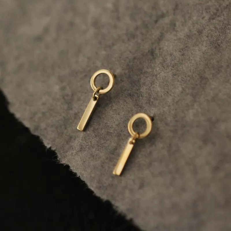 9k Solid Gold Stud Earrings | Gold Bar Earrings Studs | 9 K Gold Stud ...