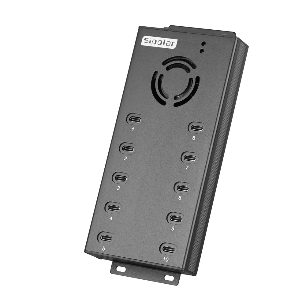 Sipolar 120W powered industrial multiple 10 port USB C charger hub type ...