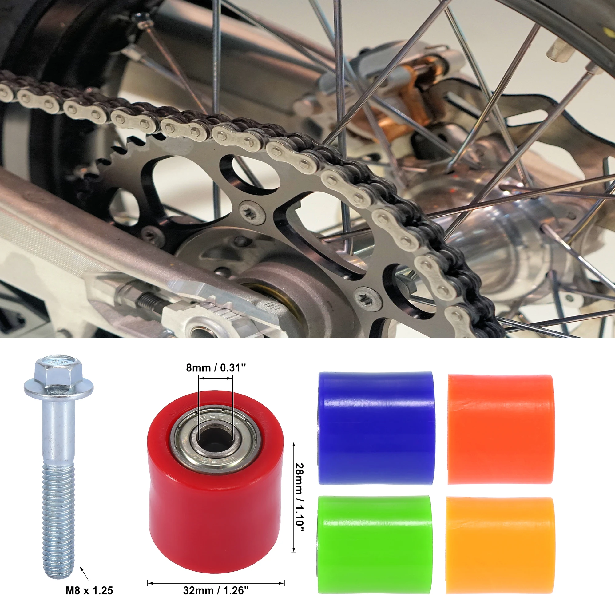 Motoforti 8mm Kette Roller Spanner Bike Pulley Motorrad Stick Roller Slider Rad Guide für Dirt ...