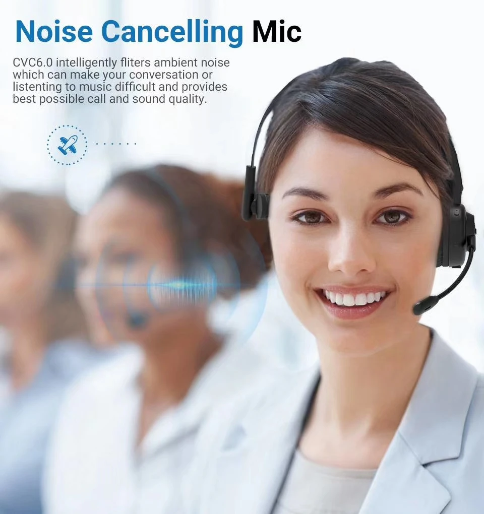 HIFI Bluetooth wireless noise canceling headset call center VOIP ...
