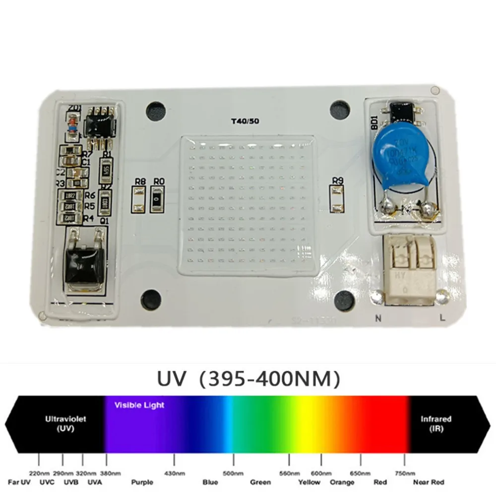 Cob Diode 50w 395nm Led Uv Lamp Chip 110v 220v Dob Ac Ultraviolet Cure ...