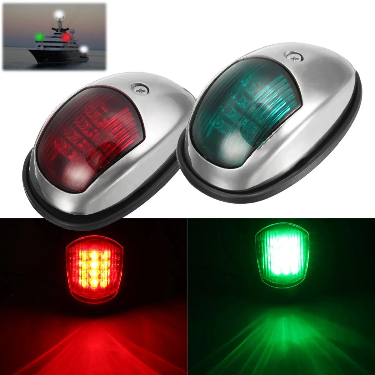 New Pair 12V LED Navigation Lamp Marine Port Side & Starboard Light for ...