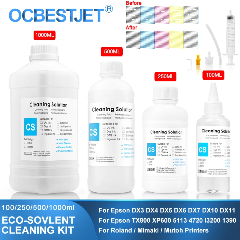 Eco Solvent Ink Cleaning Solution For Epson/Roland/Mimaki/Mutoh 1390 ...