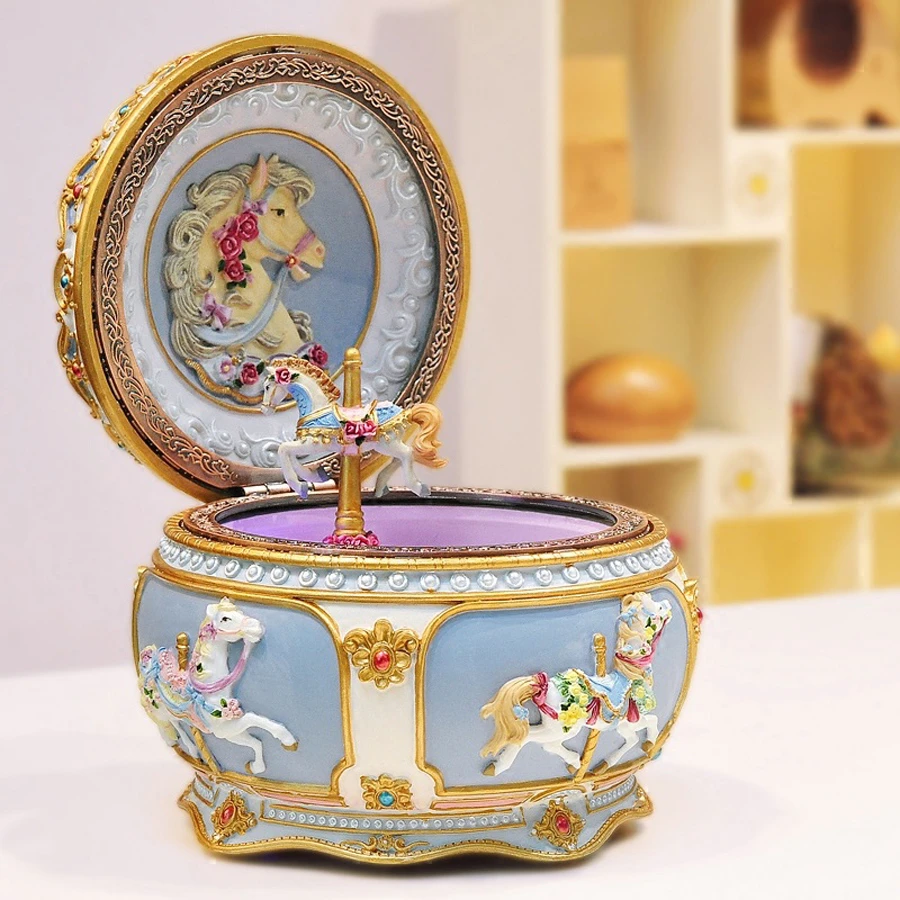 New Lovely Carousel Music Box With Sound Control Led Flash Lights ...