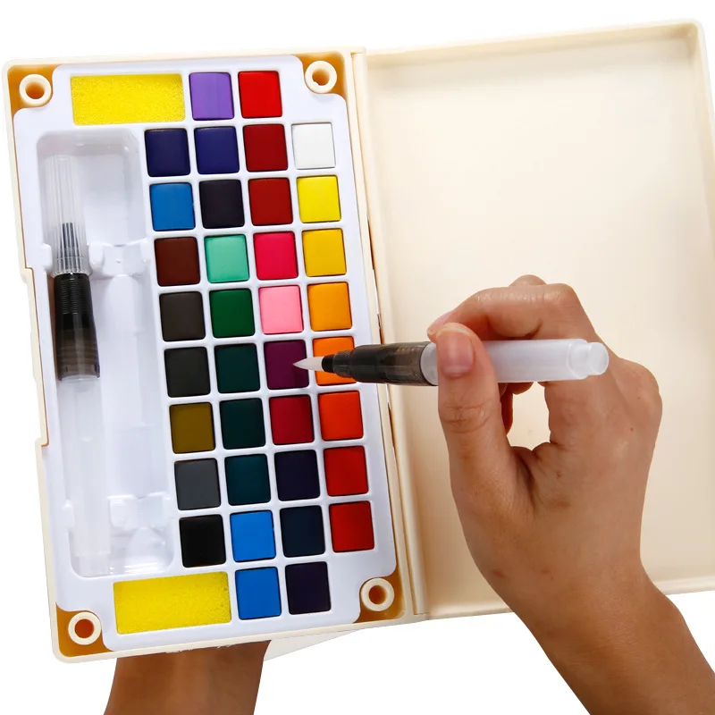 36-color Solid Watercolor Paint Suit Beginners Fine Art Sketch Portable ...