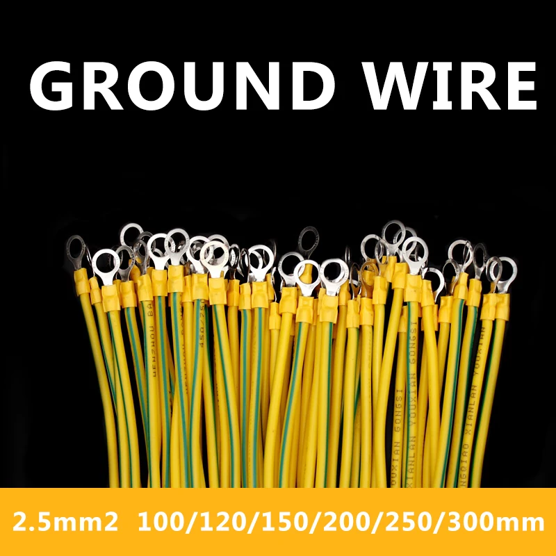 100pcs Red Copper Yellow Green Grounding Wire With O Ring Terminal ...