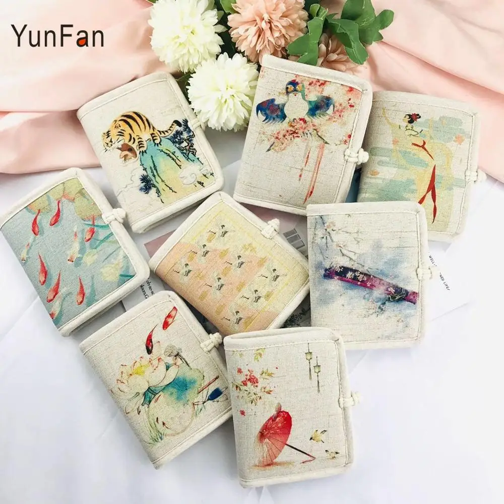 Chinese Style New Handmade Womens Fabric Wallet Disc Buckle Short Linen ...