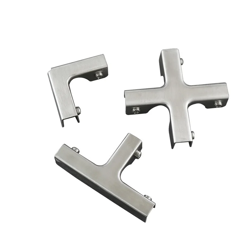스테인레스 스틸 유리 클램프 선반 홀더 쇼케이스 물고기 탱크 고정 하드웨어 용 L T 크로스 타입 직각 고정 클립 4 피스