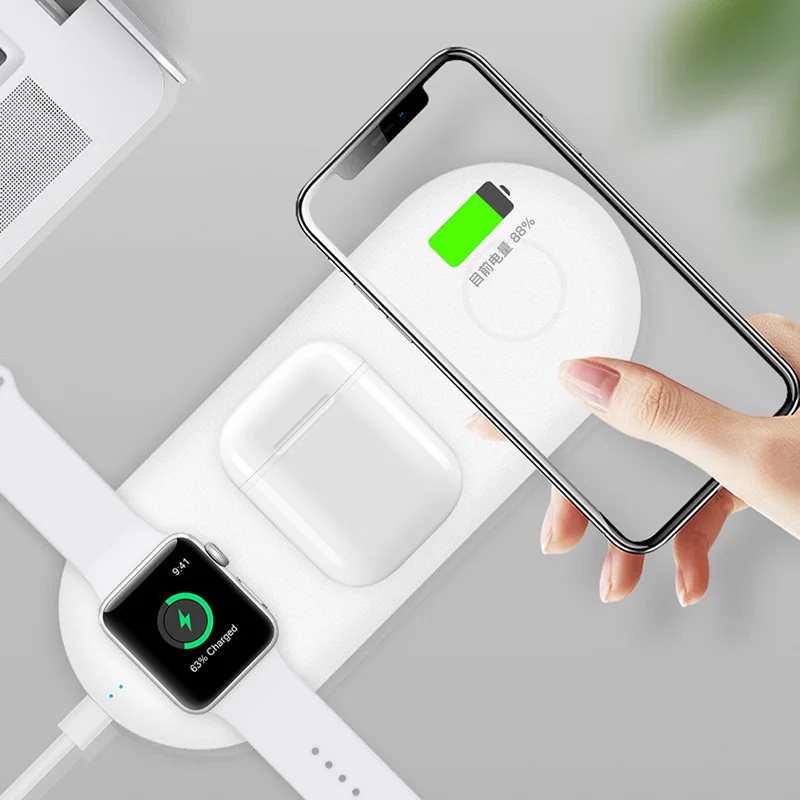 3 в 1 беспроводная зарядная станция для iPhone X XS MAX XR Qi Быстрая ...