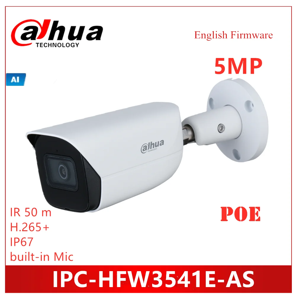 Dahua cámara de red Bullet de 5MP, videocámara IP IPC HFW3541E AS focal fija AI IR, sensor de ...