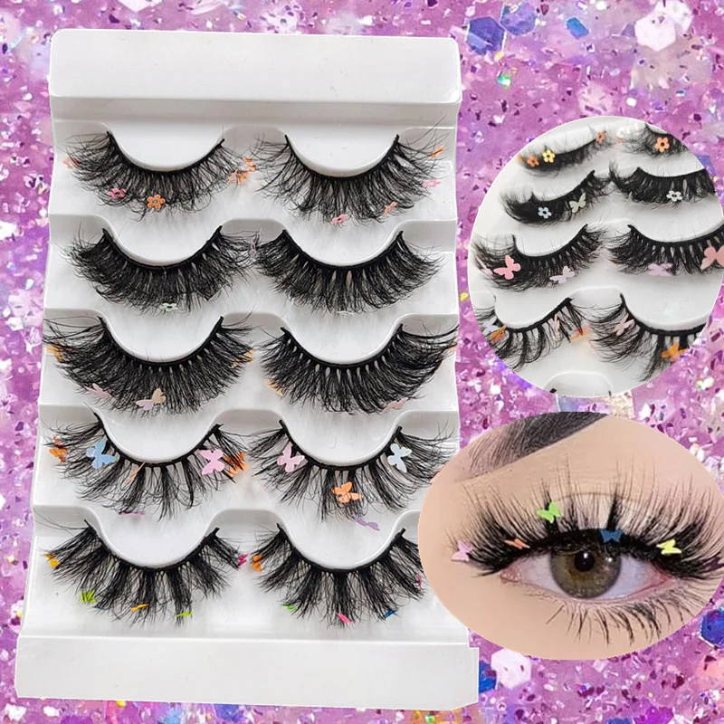 5pairs Colored Lashes Natural/long Butterfly Eyelashes New Hot Trending ...