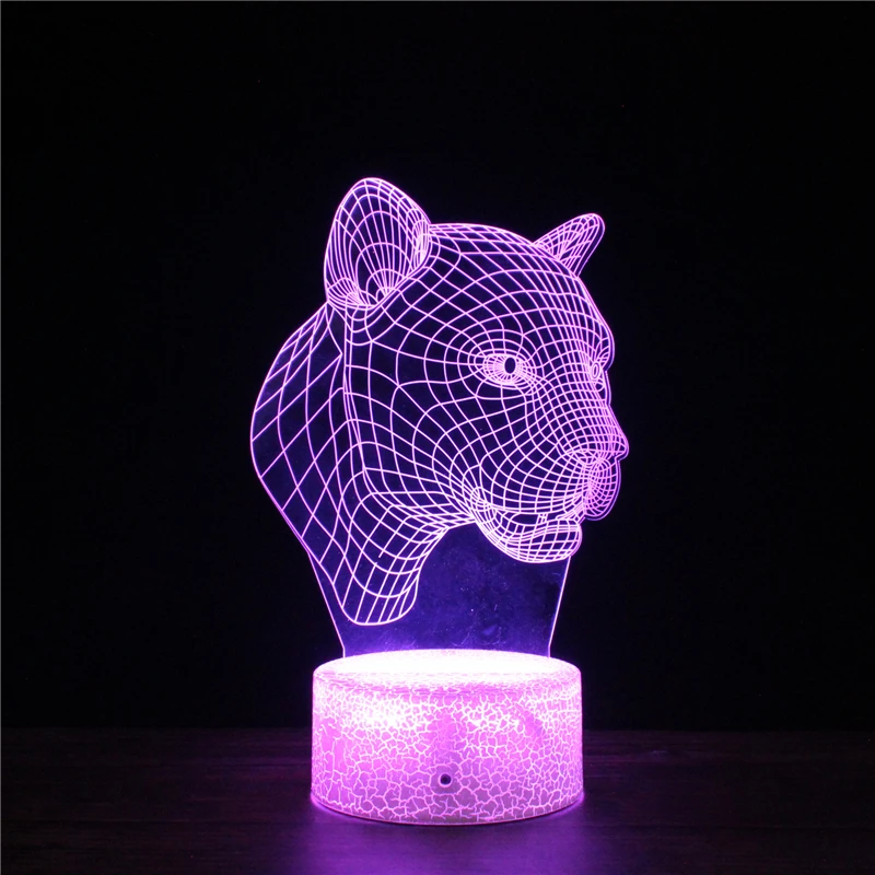 Ferocious Animals LED 3D Leopard Head Totem Acrylic Night Lamp Light ...