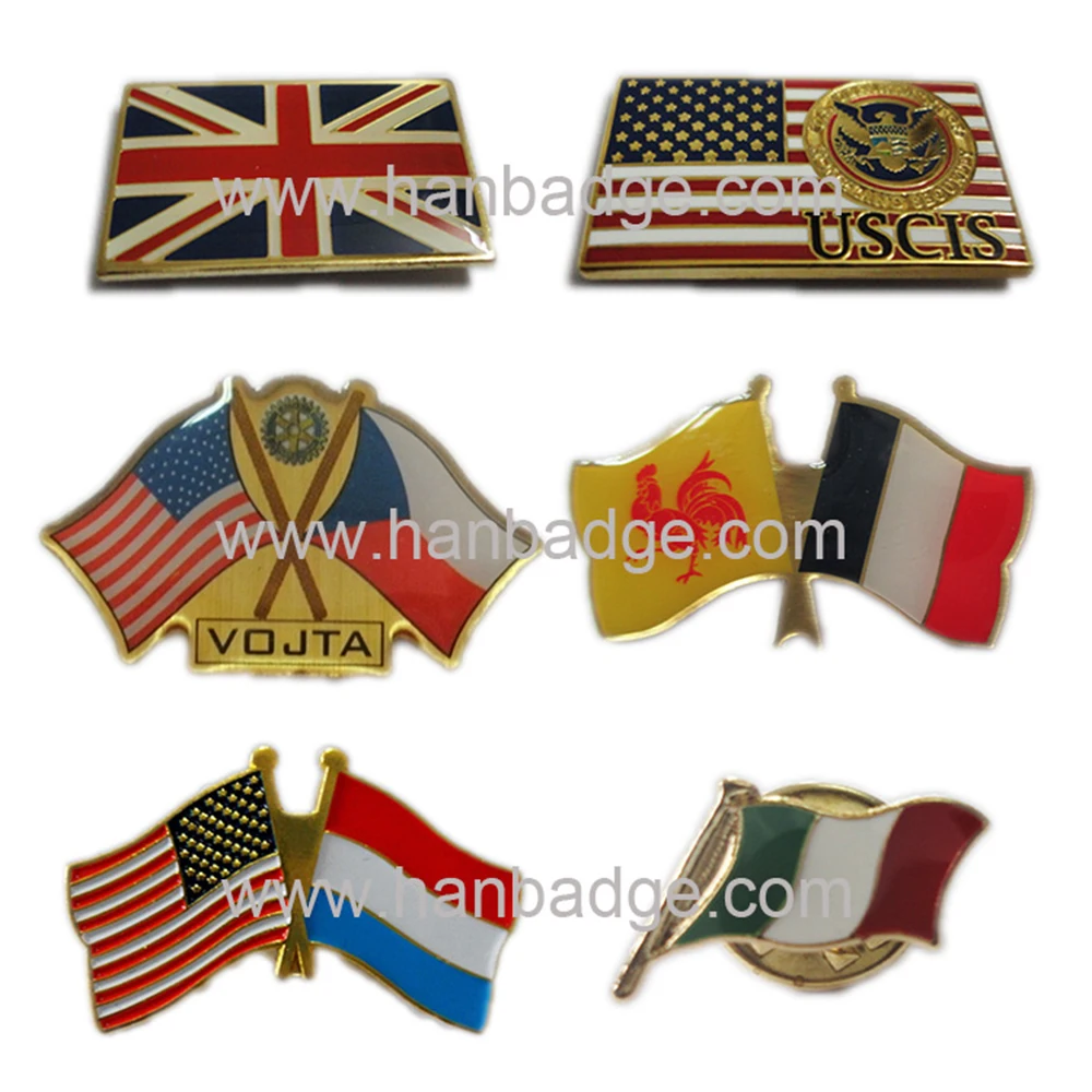 Custom Flag Pin Customized Country Badges In Gold Or Silver Finish ...