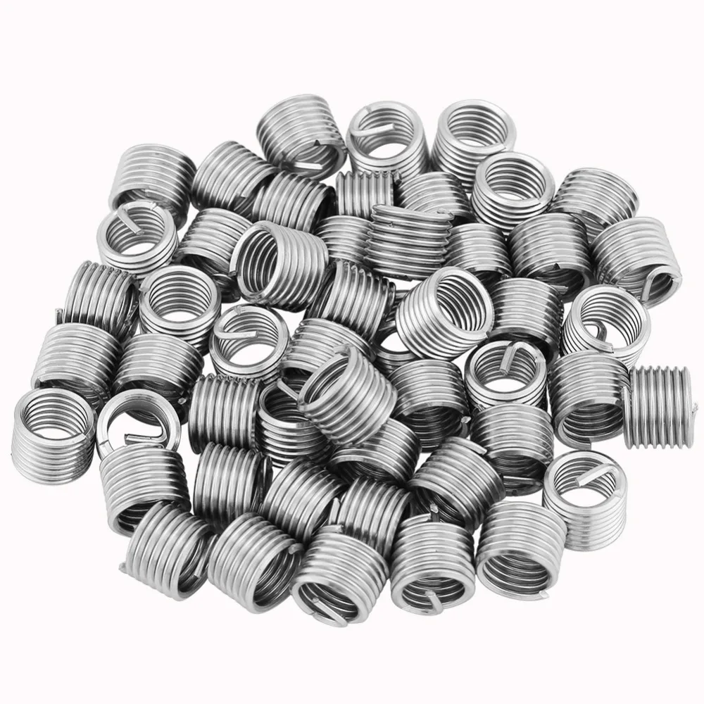 50Pcs M8x1.25x1.5D Stainless Steel Helical Thread Inserts Screw Bushing ...