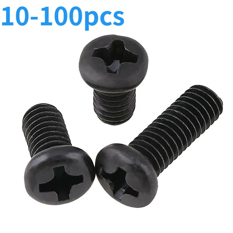 10-100PCS-M3-M3-5-M4-M5-Round-Head-Screw-Black-Phillips-Pan-Head-Screws ...