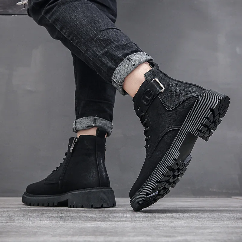 Botas-cortas-negras-para-Hombre-botines-c-lidos-De-alta-calidad-a-la ...