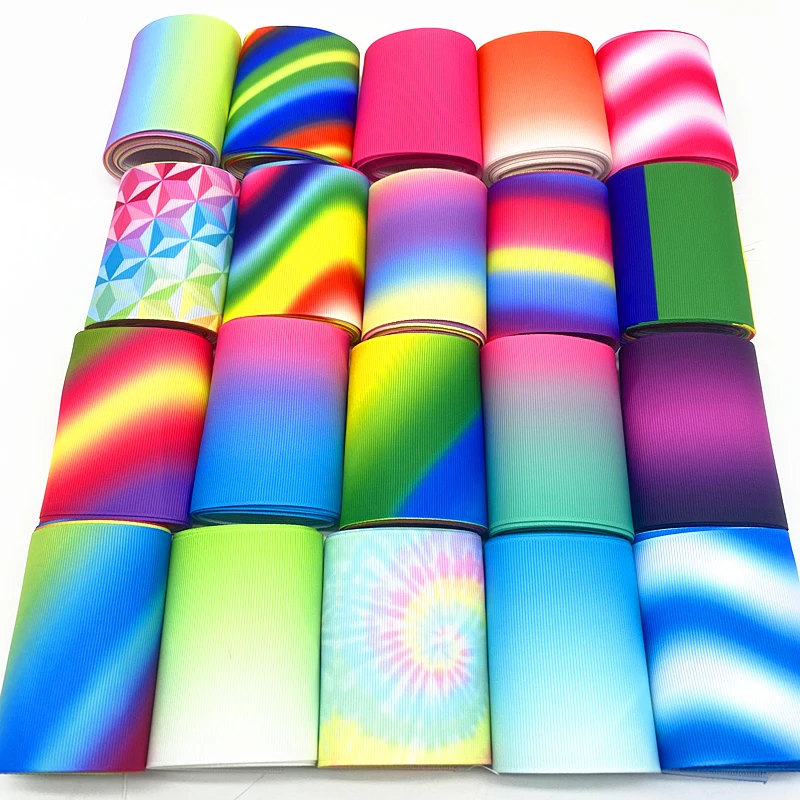 75mm Gradient Rainbow Grosgrain Ribbon for Wedding Party Decoration ...