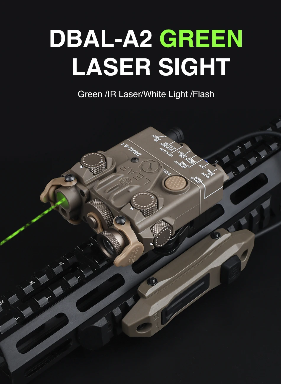 WADSN DBAL-A2 Airsoft Mini PEQ Green Dot IR Aiming Laser with White Light PEQ15 dbal a2 Hunting ...