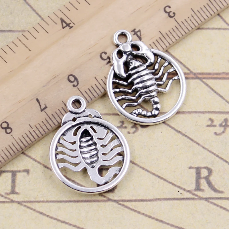 10pcs Charms Scorpion Scorpio Zodiac 26x19mm Tibetan Silver Color ...