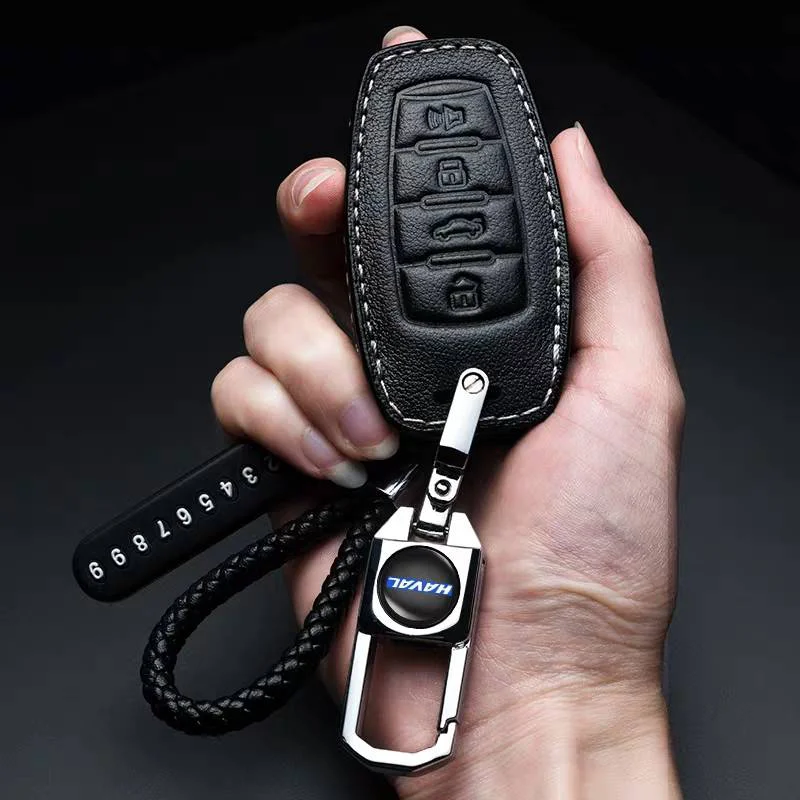 Leather car key case Remote key cover keychain for Haval F7x F7 H9 H5 ...