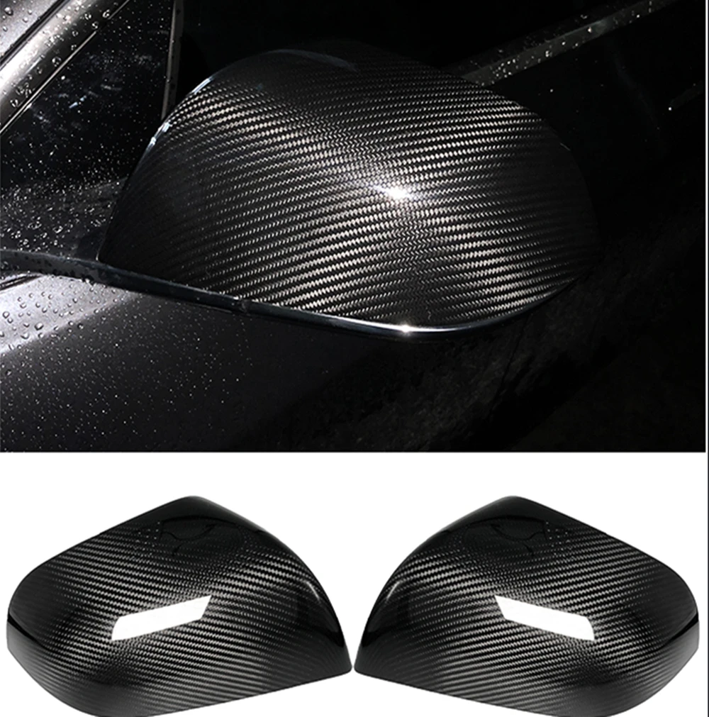 Glossy Carbon Fiber Mirror Cover For Tesla Model 3 2017-2023 Car ...