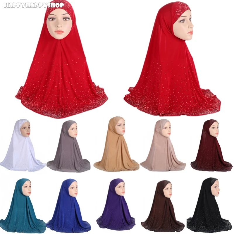Muslim Women Instant Hijab Diamonds Hem Head Scarves Islamic Headwrap ...