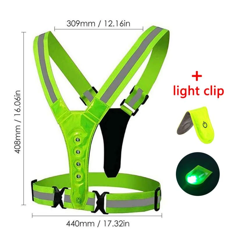 Elastic V-shaped Luminous Reflective Vest Led Light Reflective Vest ...