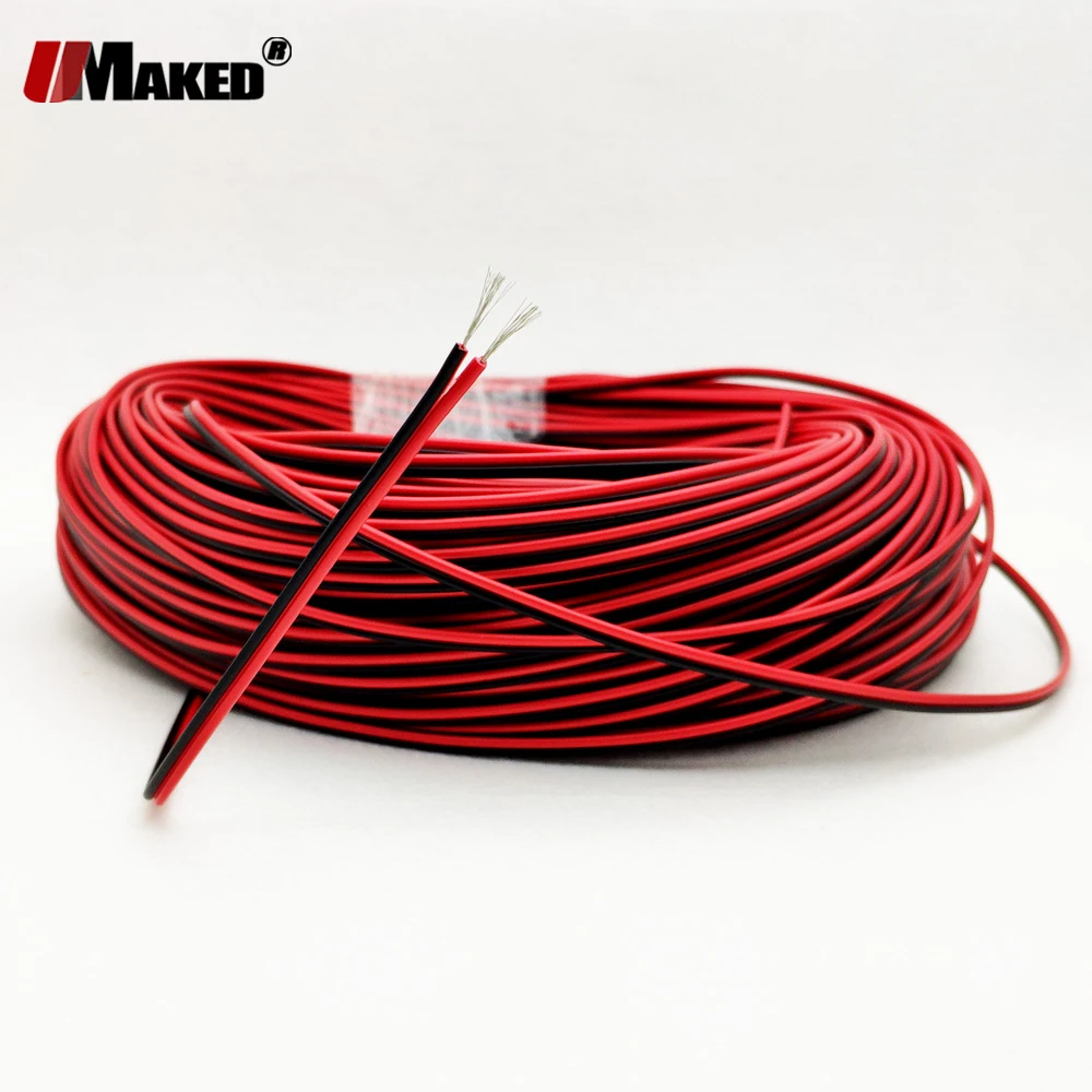 10M 50M led cable 24AWG 26AWG 2pin Tinned copper Red Black 300V PVC ...