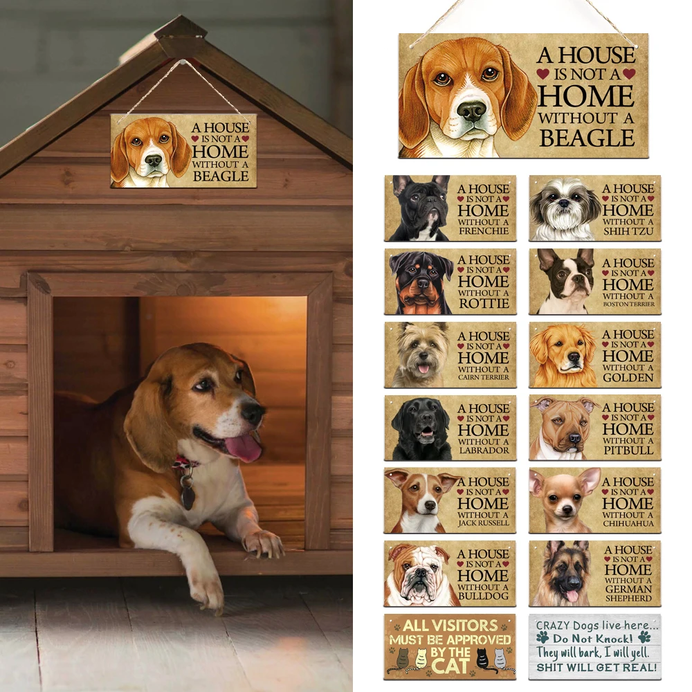 Dog Cat Wooden Bone Sign Plaque Wood Lovely Friendship Wooden Pendant ...