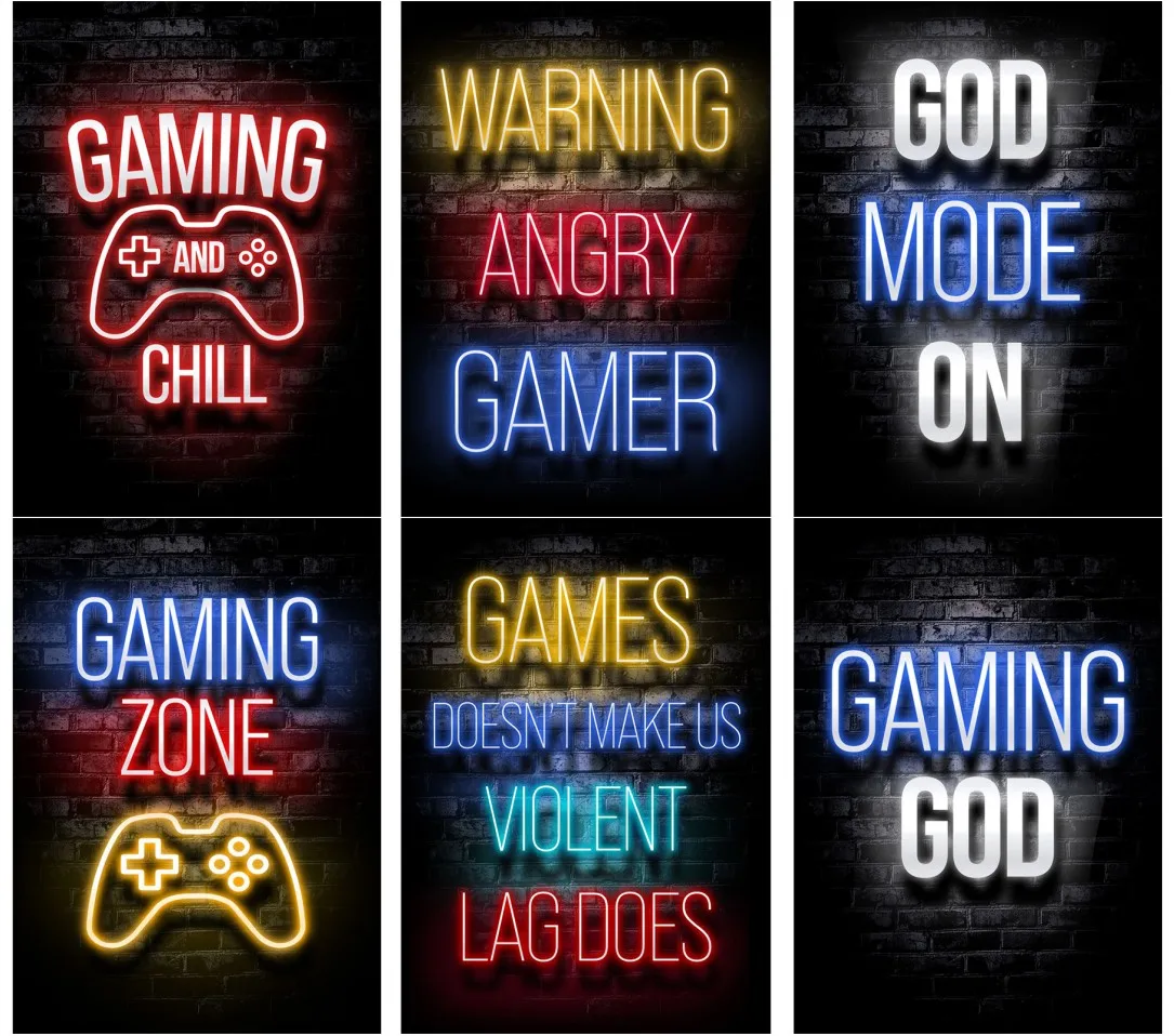 Gamer Zone Repeat Gaming Paintings Canvas Art Posters and Prints Canvas ...
