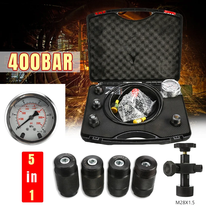 0-400Bar 6000Psi Gauges Set Hydraulic Accumulator Nitrogen Charging ...