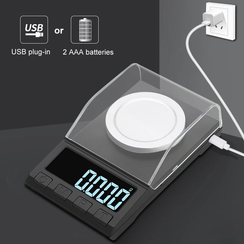 0.001g Precision Electronic Scales 100g/50g/20g Digital Weighing Gem ...
