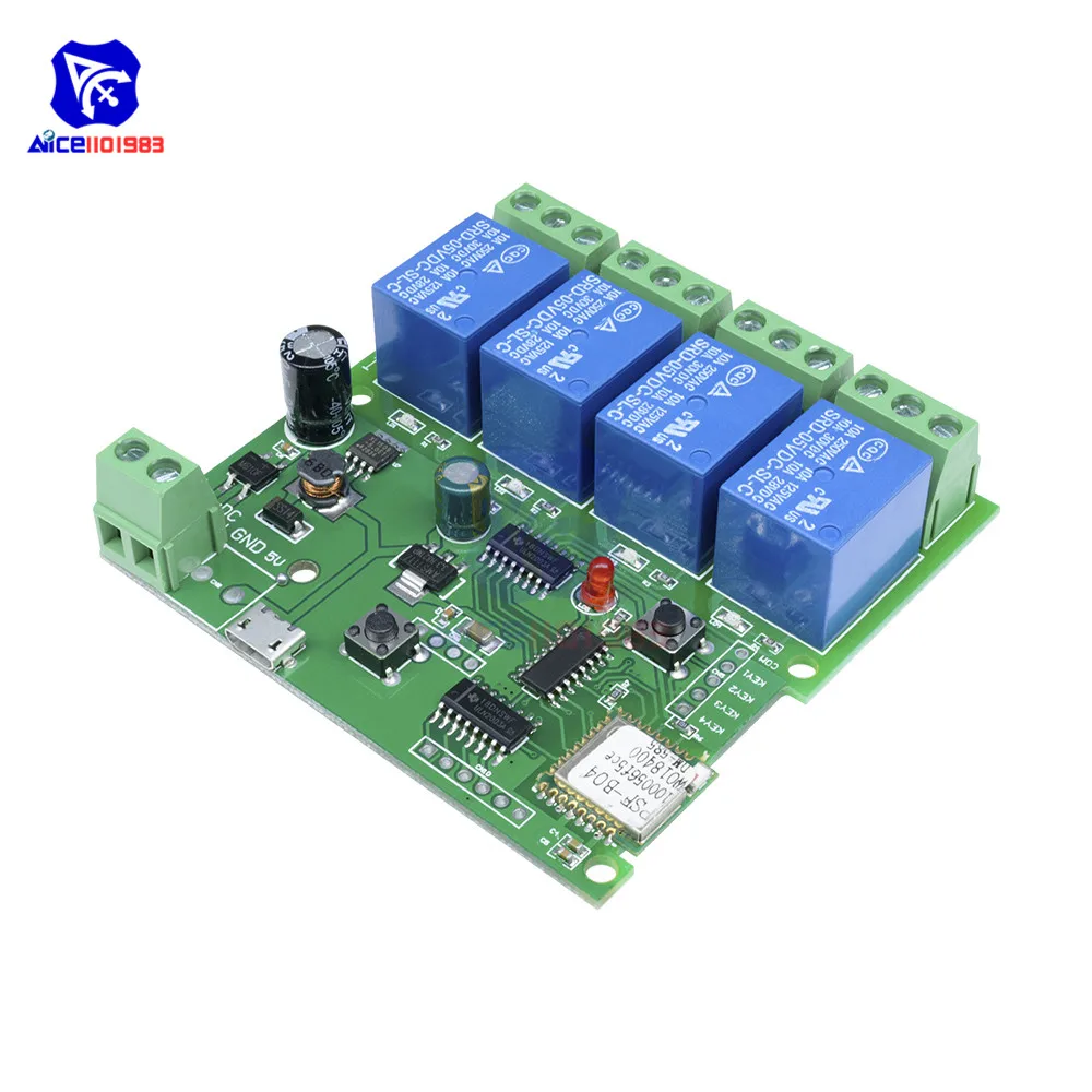 Diymore Rf Smart Switch 4 Channel Dc 7-32v Relay Module Wireless Wifi ...