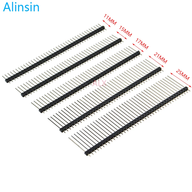 10PCS 1X40 Pin Single Row MALE 2.54MM PITCH 11MM/15MM/17MM/21MM/25MM ...