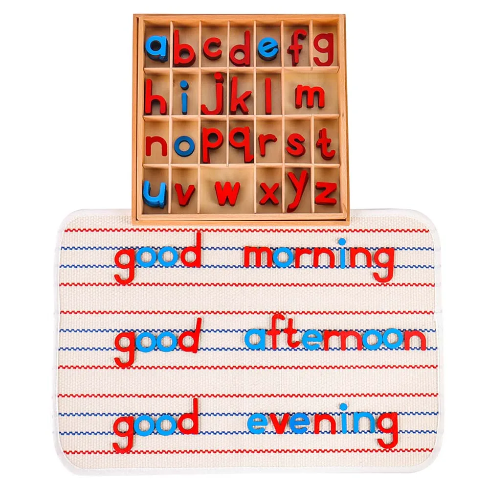 Montessori-Language-Wood-Small-Movable-Alphabet-Red-Blue-with-Mat-for ...