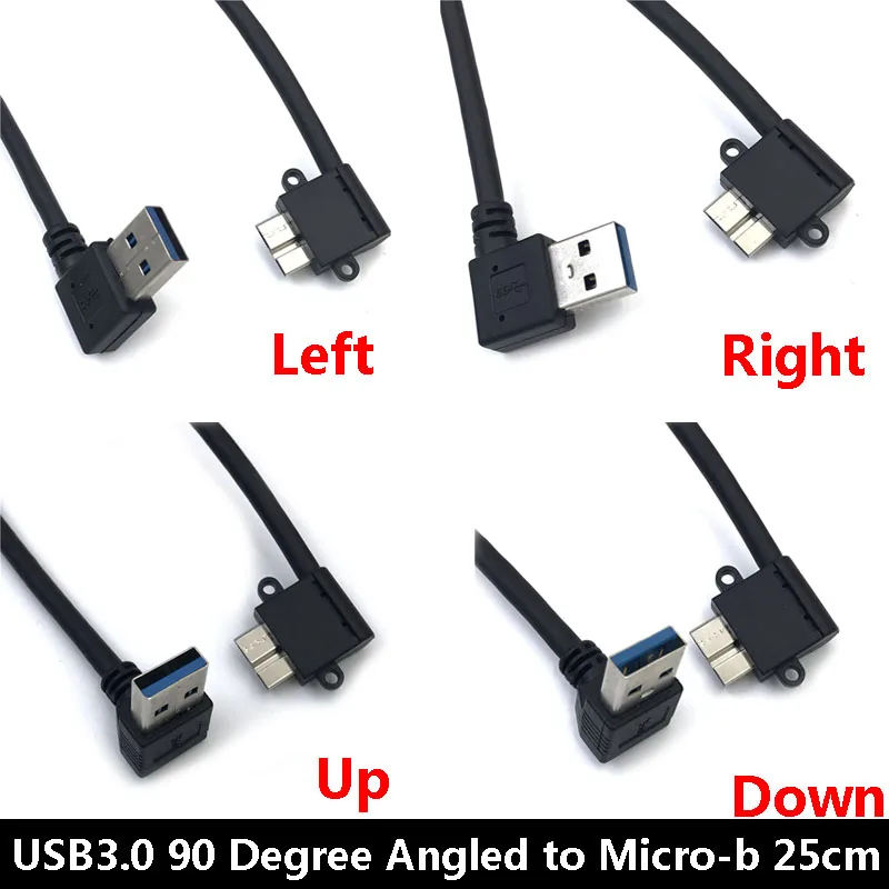 USB 3.0 Type A 90 Degree UP&Down&Left& Right Angled to Micro B Male ...