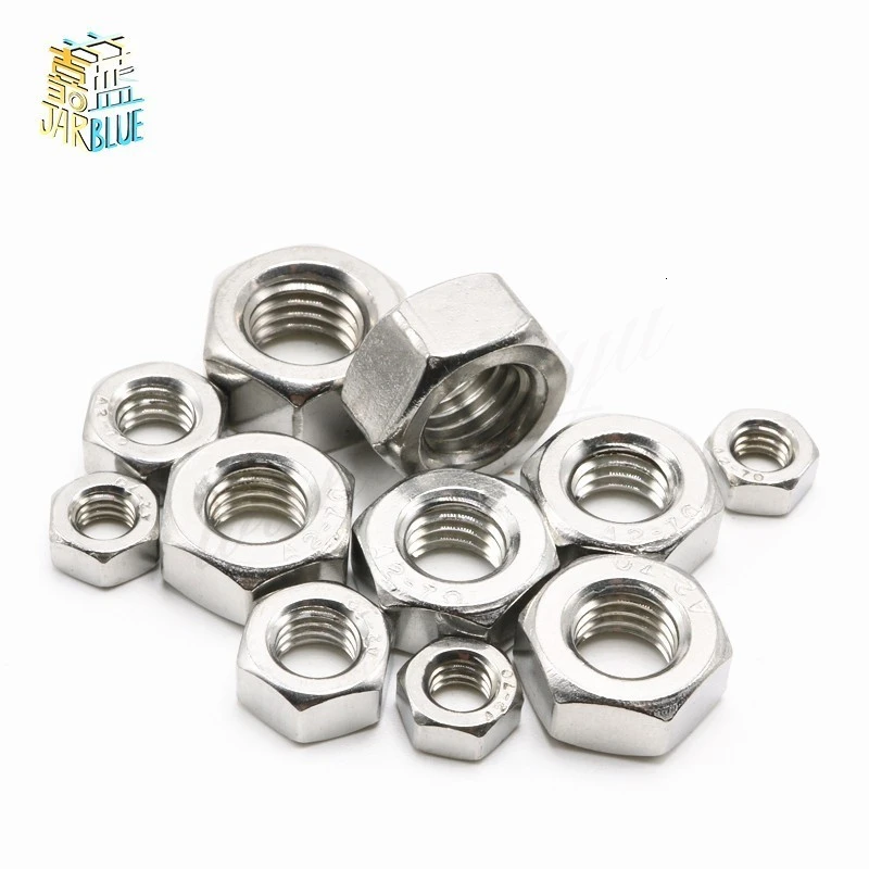 1/50/100pcs A2 304 Stainless Steel Hex Hexagon Nut for M1 M1.2 M1.4 M1.6 M2 M2.5 M3 M4 M5 M6 M8 ...