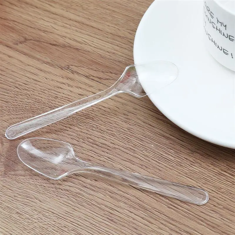 200 шт одноразовые пластиковые ложки одноразовая посуда ложки столовая ...