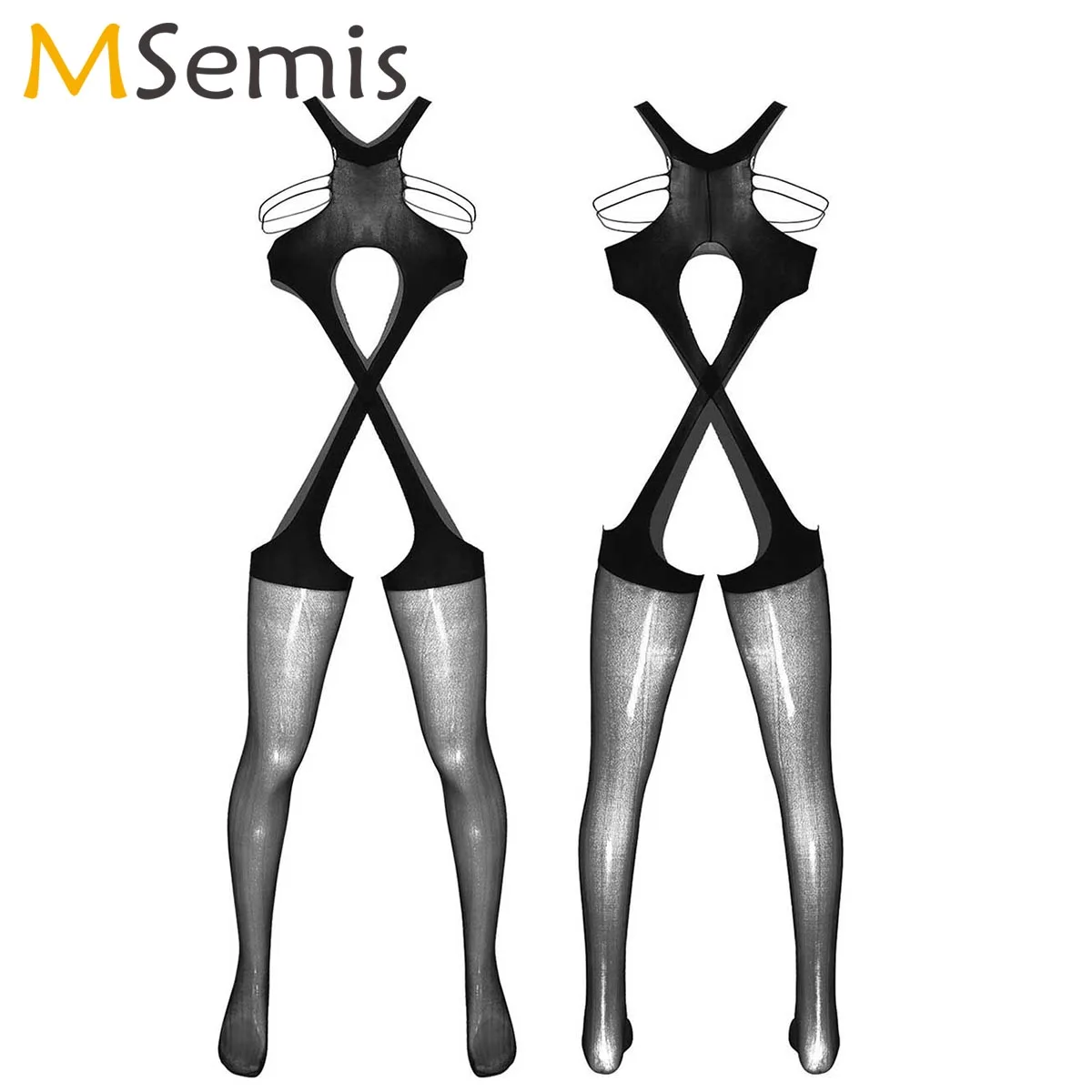 Mens See Through Sheer Bodystocking Lingerie Sexy Sissy Open Crotch ...