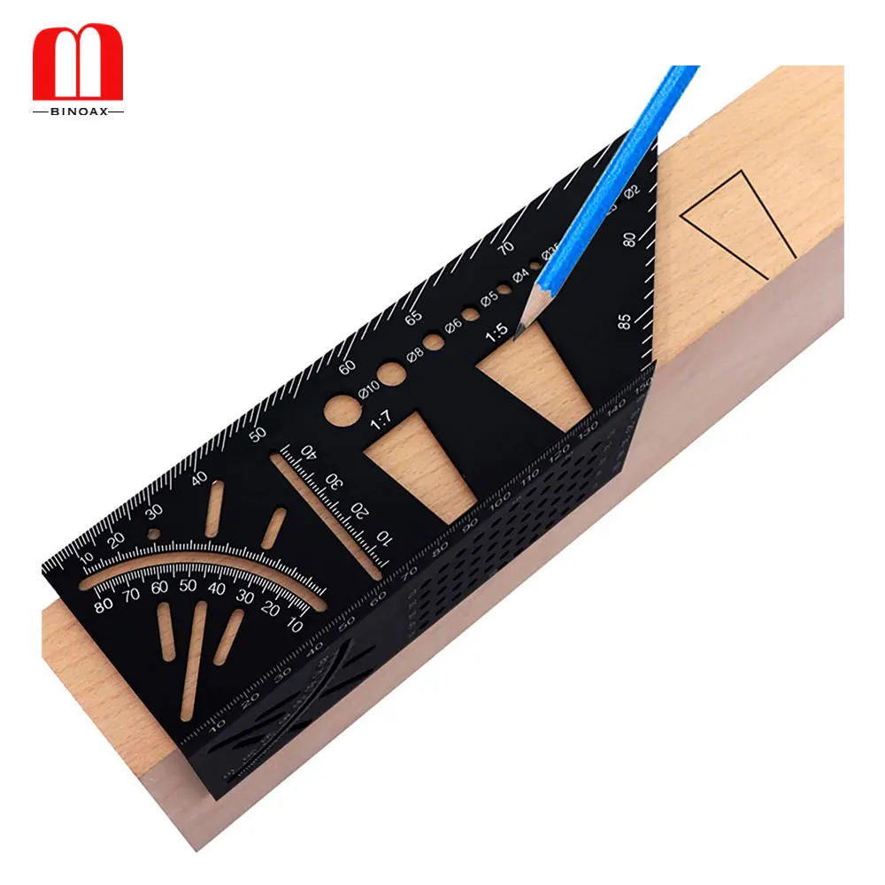 Aluminum Alloy Gauge Ruler 3D Mitre Angle Measuring Square Measure Tool ...