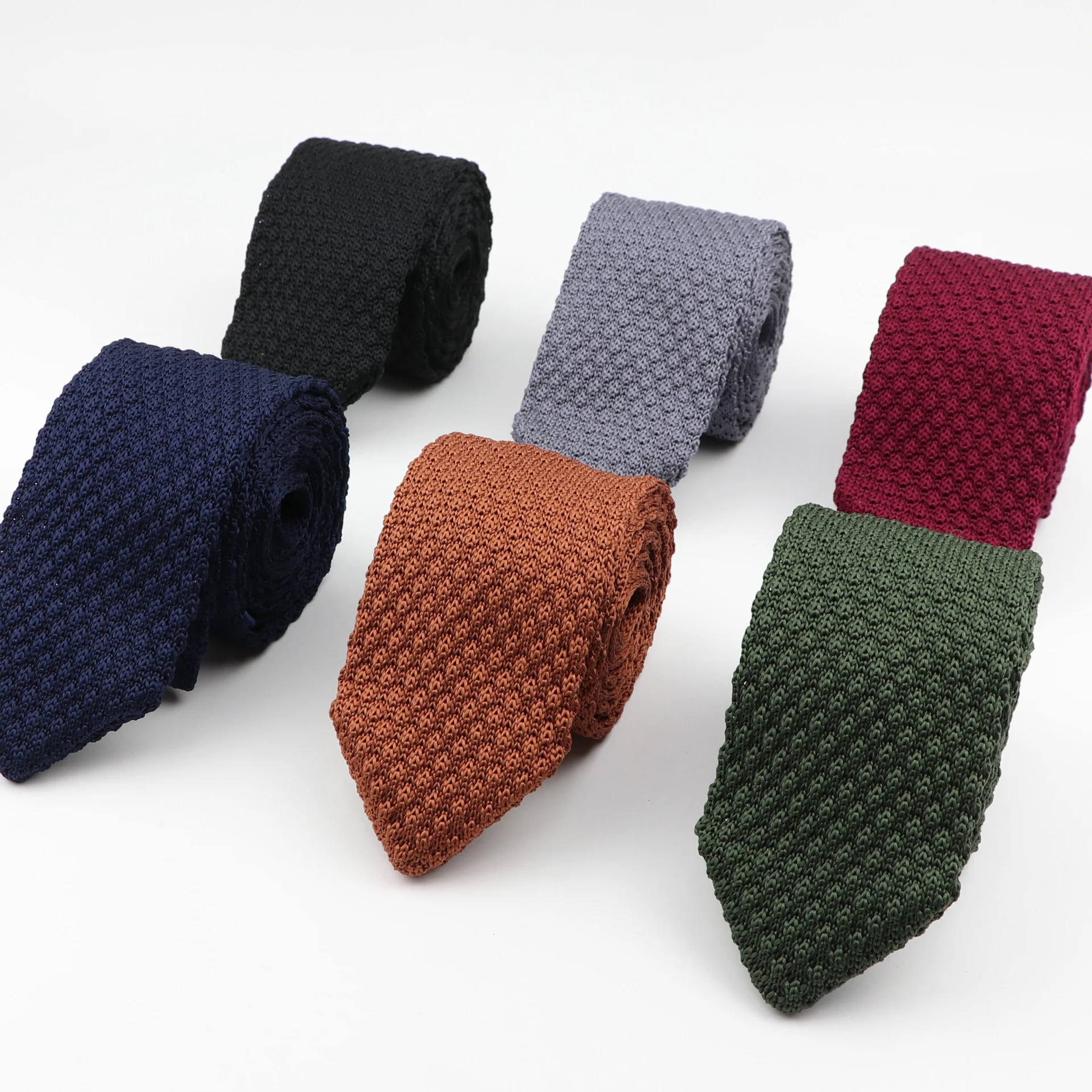 Wave Knitted Necktie Knit Leisure Triangle Solid Color Ties Normal ...