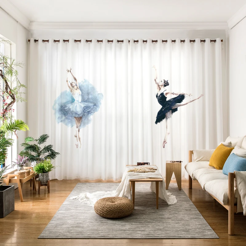 Fashion-Ballet-girl-Curtains-for-Kids-Bedroom-Dancing-Girl-Screen ...