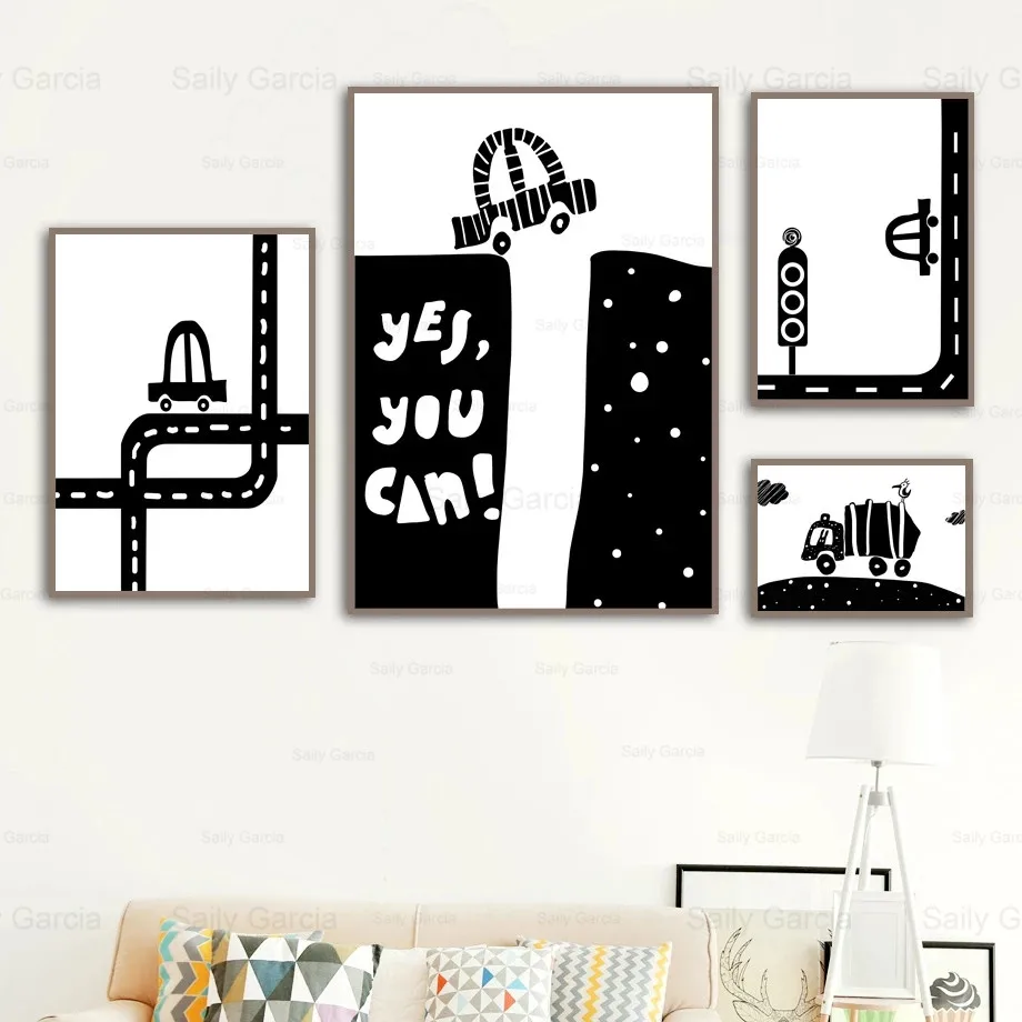 lukisan poster jala raya putih hitam - Carolyn Walker