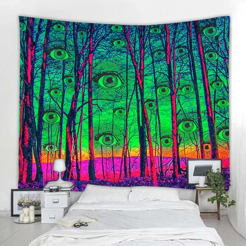 Colorful-Print-Tapestry-Psychedelic-Woods-Landscape-Art-Wall-Hanging ...